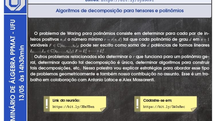 Algoritmos de decomposição para tensores e polinômios | Programa de Pós ...